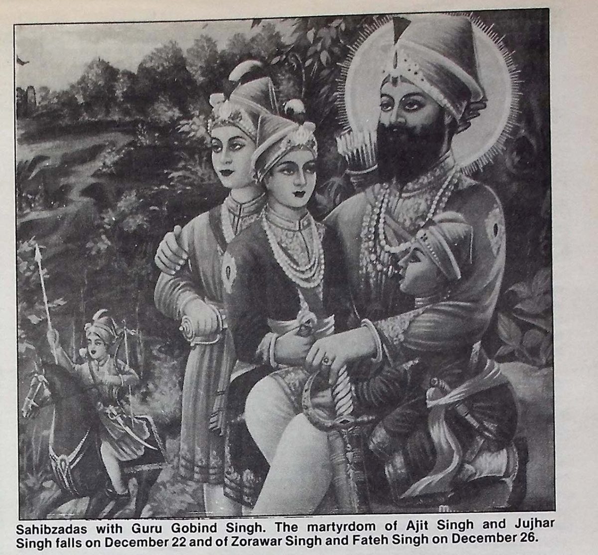 Sahibzadas with Guru Gobind Singh. The martyrdom of Ajit Singh and ...