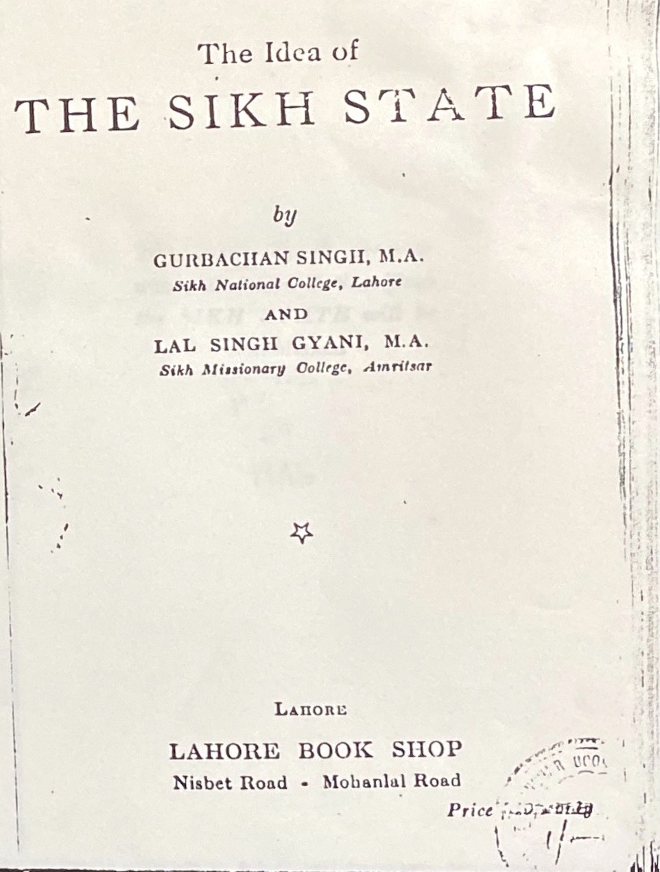 Tittle (The Idea of The Sikh State 1946 Publication) – SIKH HERITAGE ...